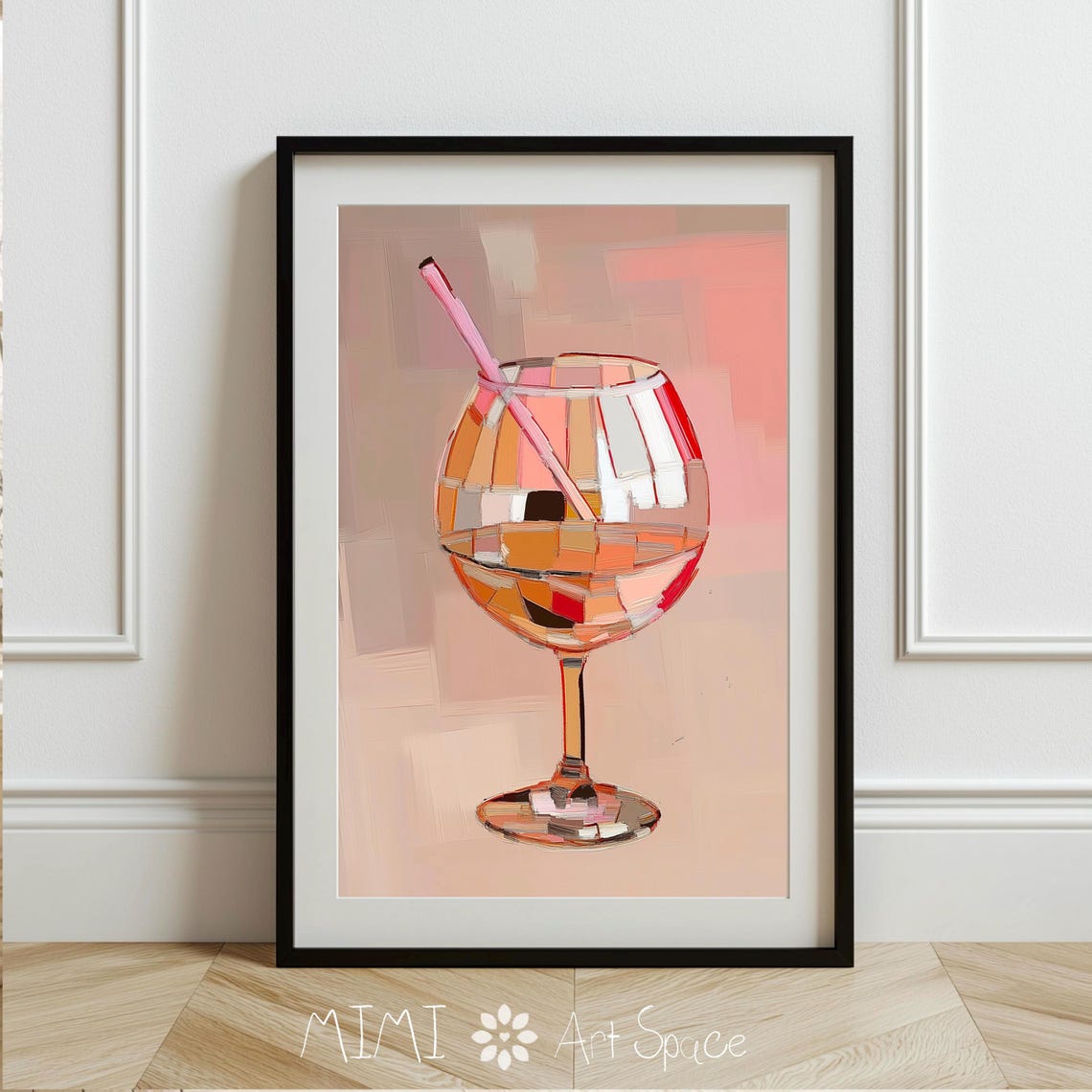 Printable Mirror Ball Glass Poster, Cocktail Glass Print, Abstract Art ...