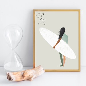 Surfer Girl Poster, Printable Wall Art, Minimalist Abstract Print ...