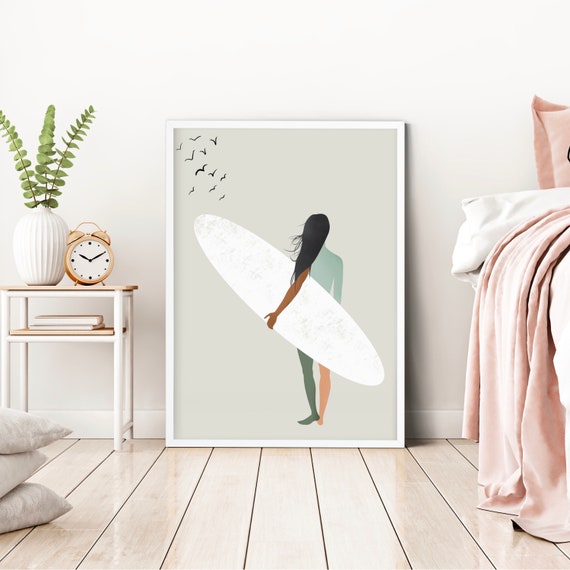Surfer Girl Poster Printable Wall Art Minimalist Abstract - Etsy