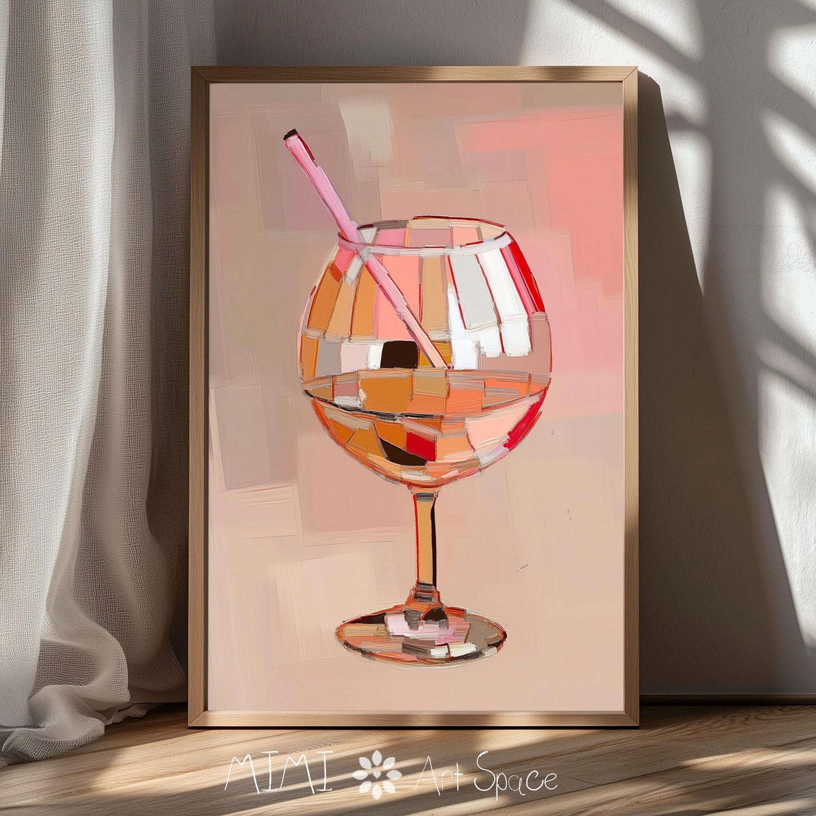 Printable Mirror Ball Glass Poster, Cocktail Glass Print, Abstract Art ...