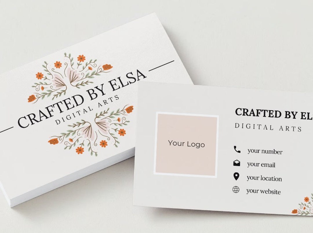Business Card Template Floral Printable Business Card, DIY Calling Card ...