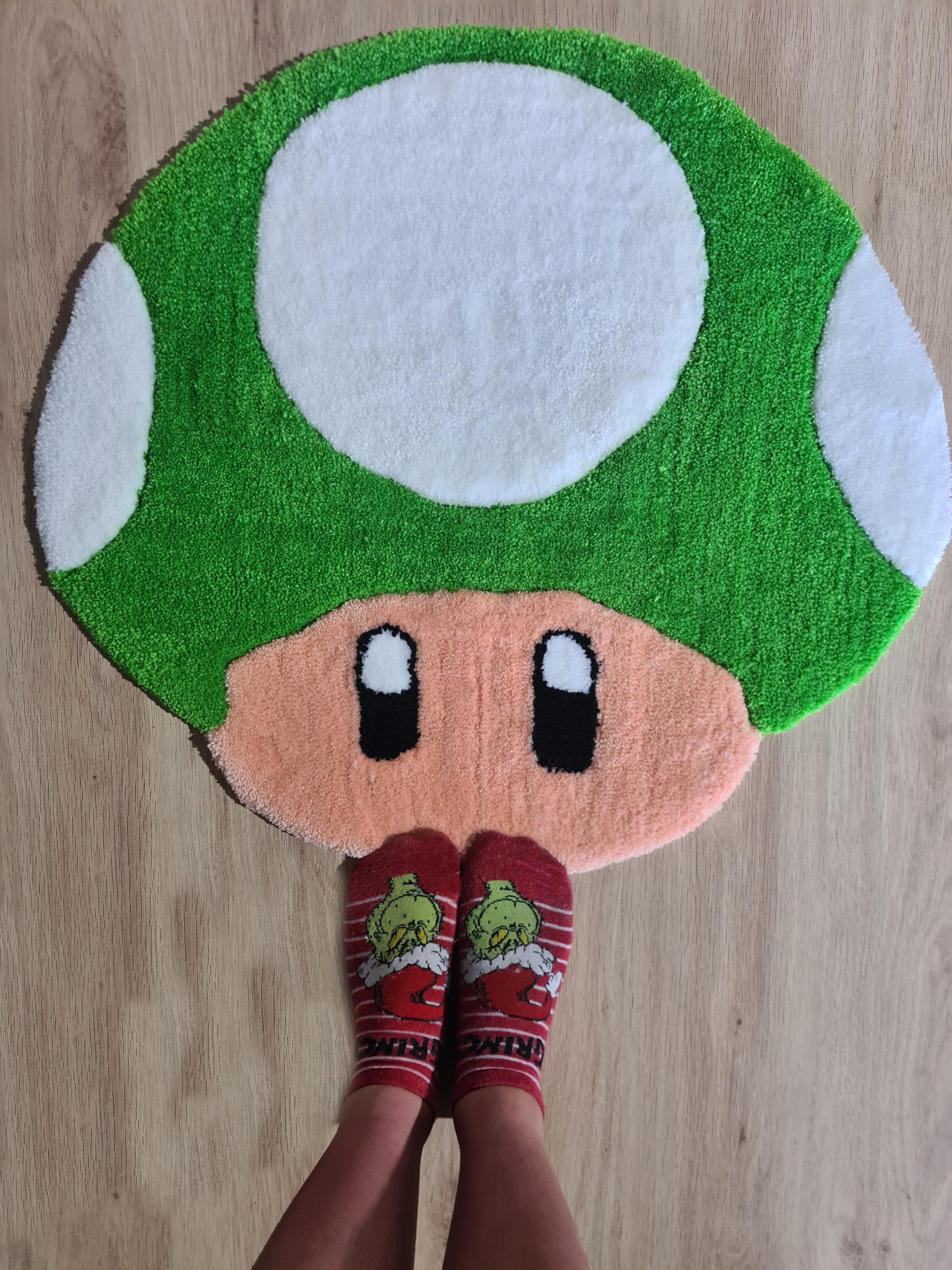Handmade Tufted Mario Style Mushroom Floor Rug Cute Pop Art Deco Carpet ...