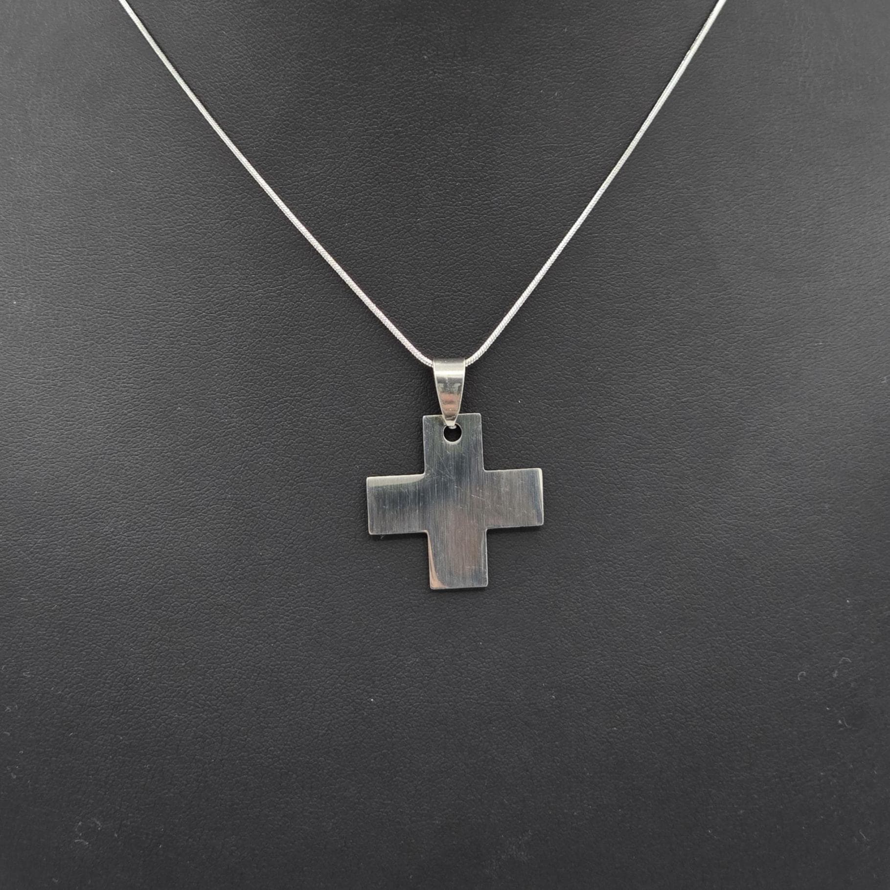 Red Cross First Aid Simple Design Symbol Pendant Necklace - Stainless ...