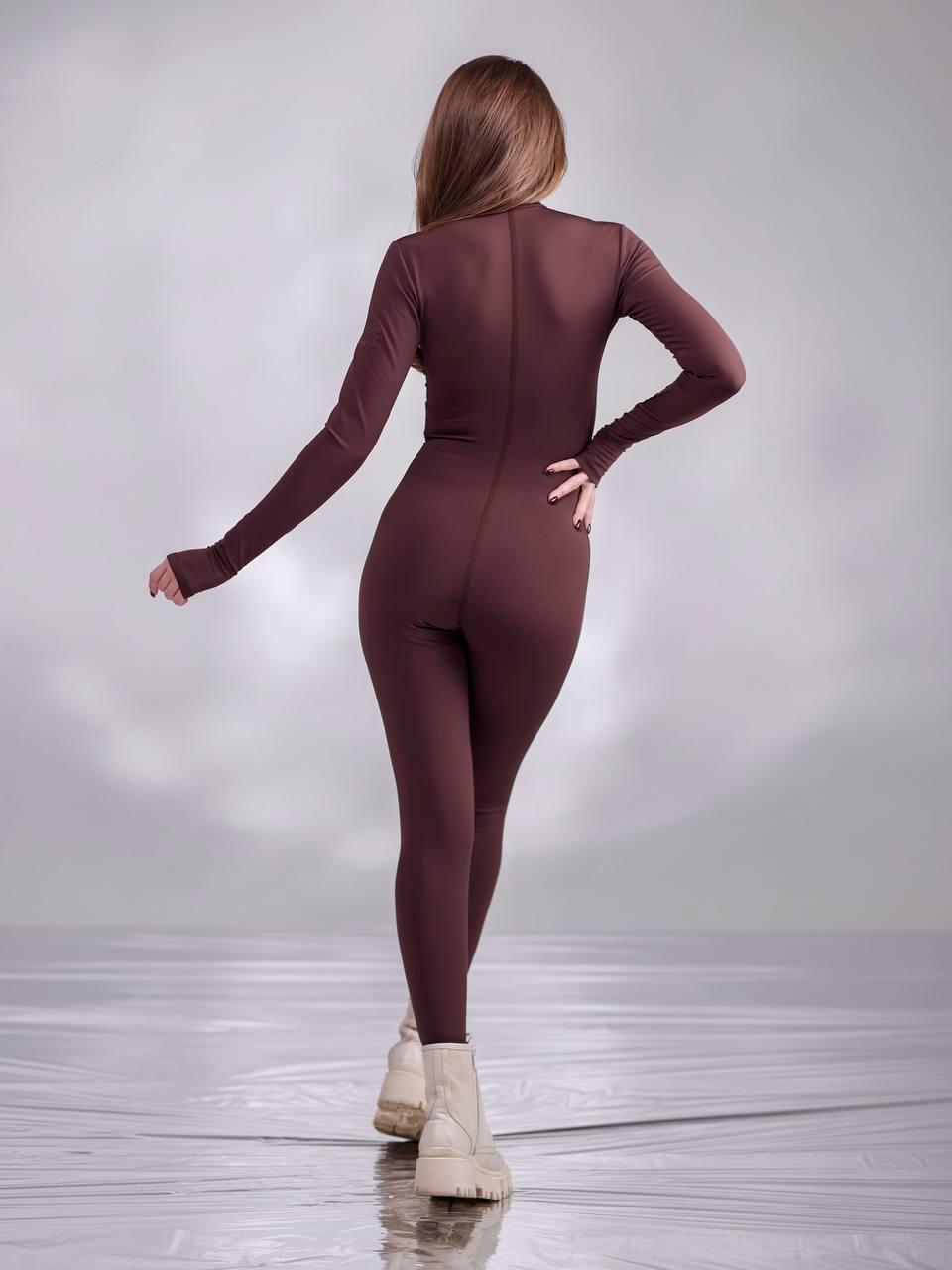 Winter Fleece Yoga Jumpsuit for Women Long Sleeve Bodysuit With Zipper ...