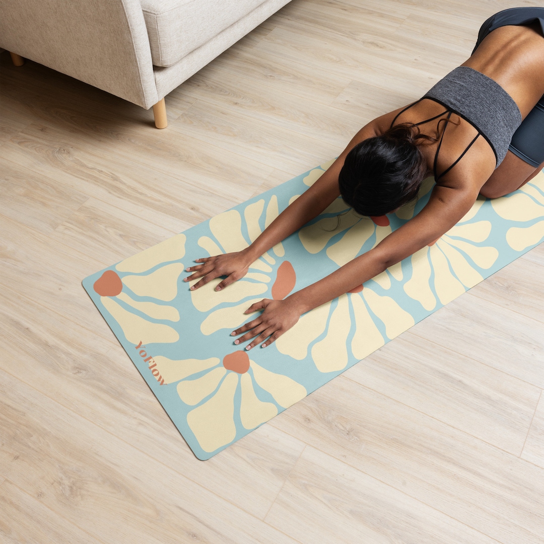 Yoga Mat With Floral Print, Travel Yoga Mat Meditation Rug Pastel ...