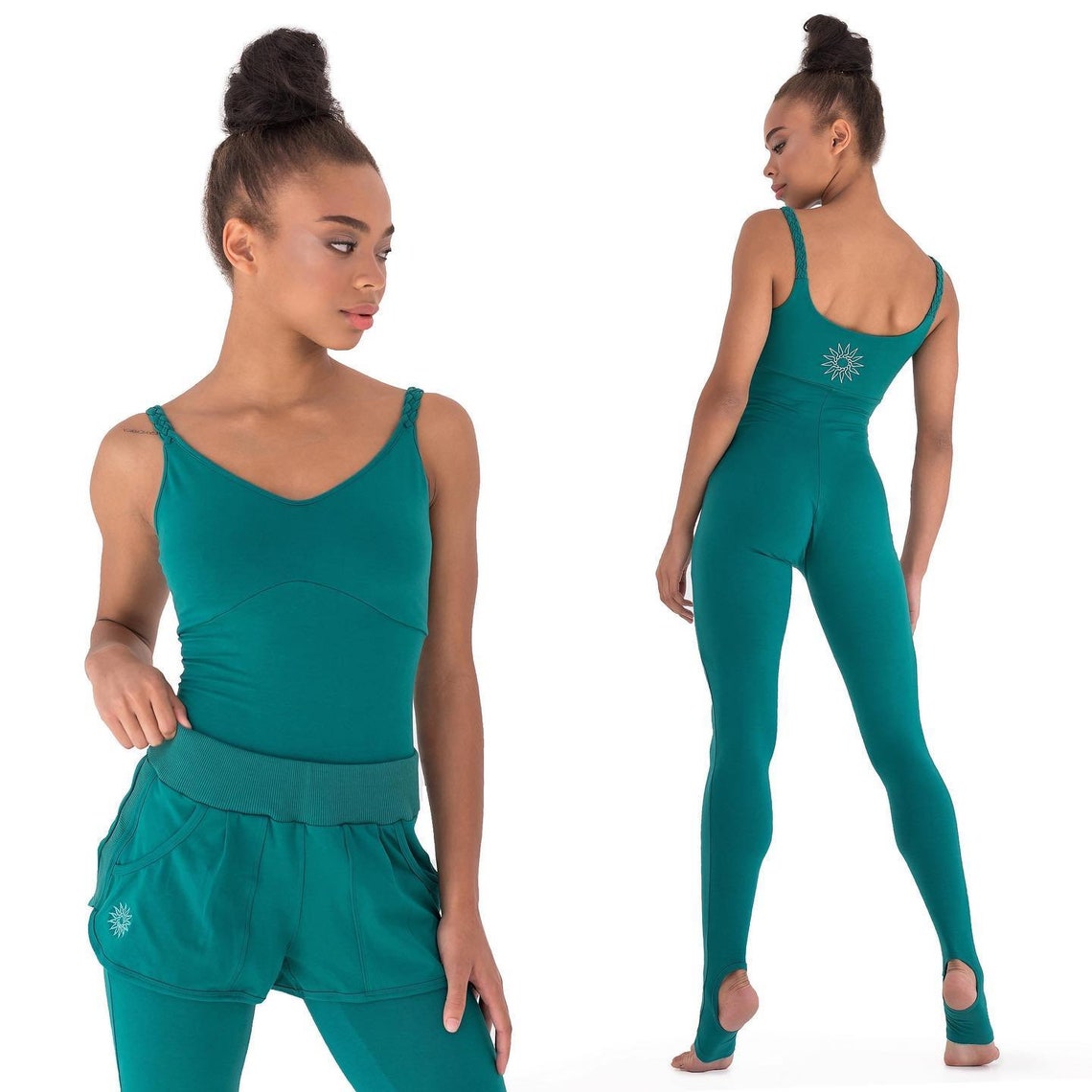 Green bodysuit for yoga pilates aerial gymnastics Organic | Etsy