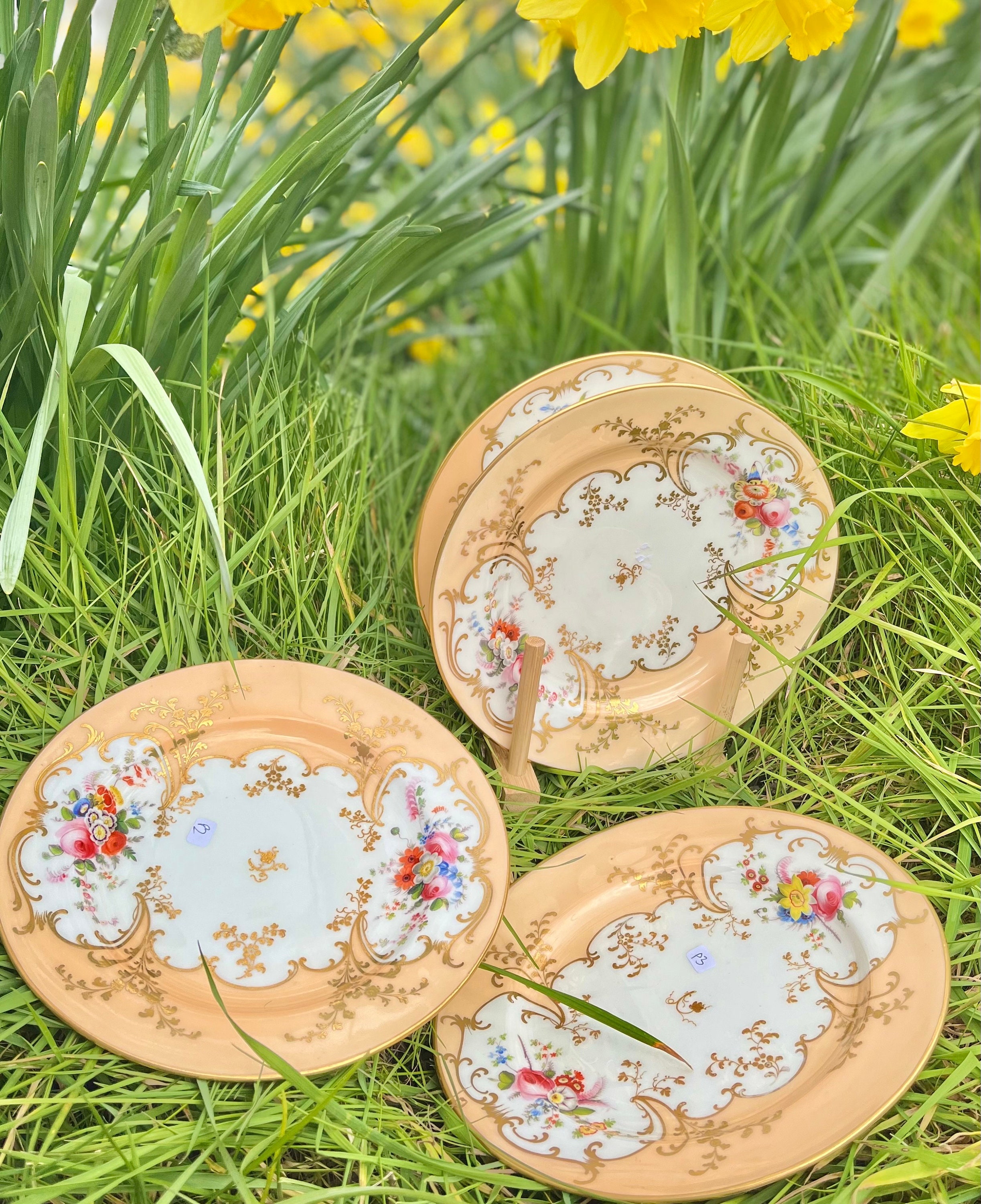 Antique Royal Minton Hand Painted Fine Bone China Plates With Floral ...