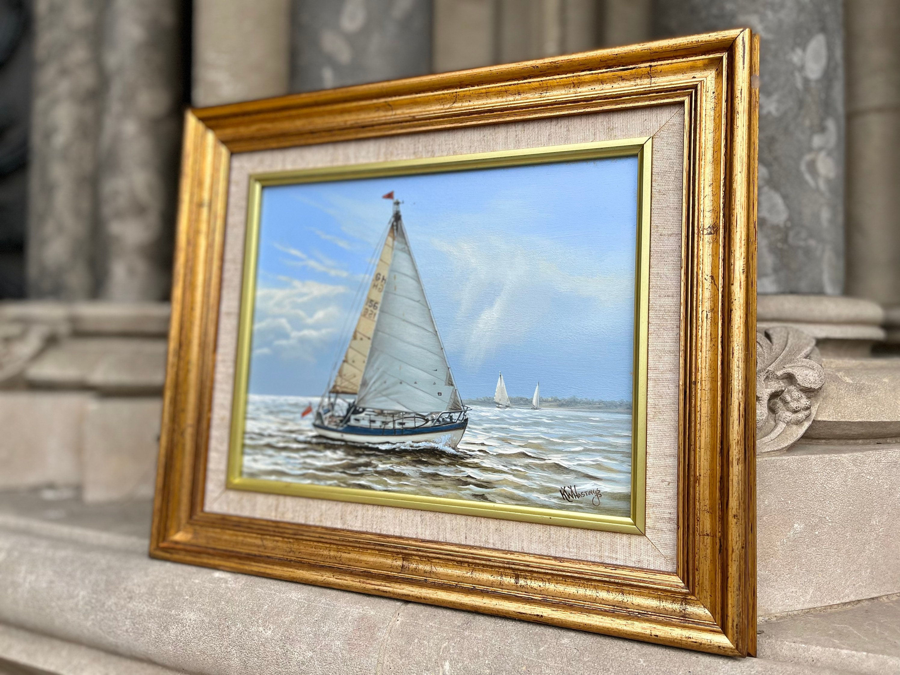 Vintage Original Oil Painting of a Lovely Sailboat on the Norfolk ...