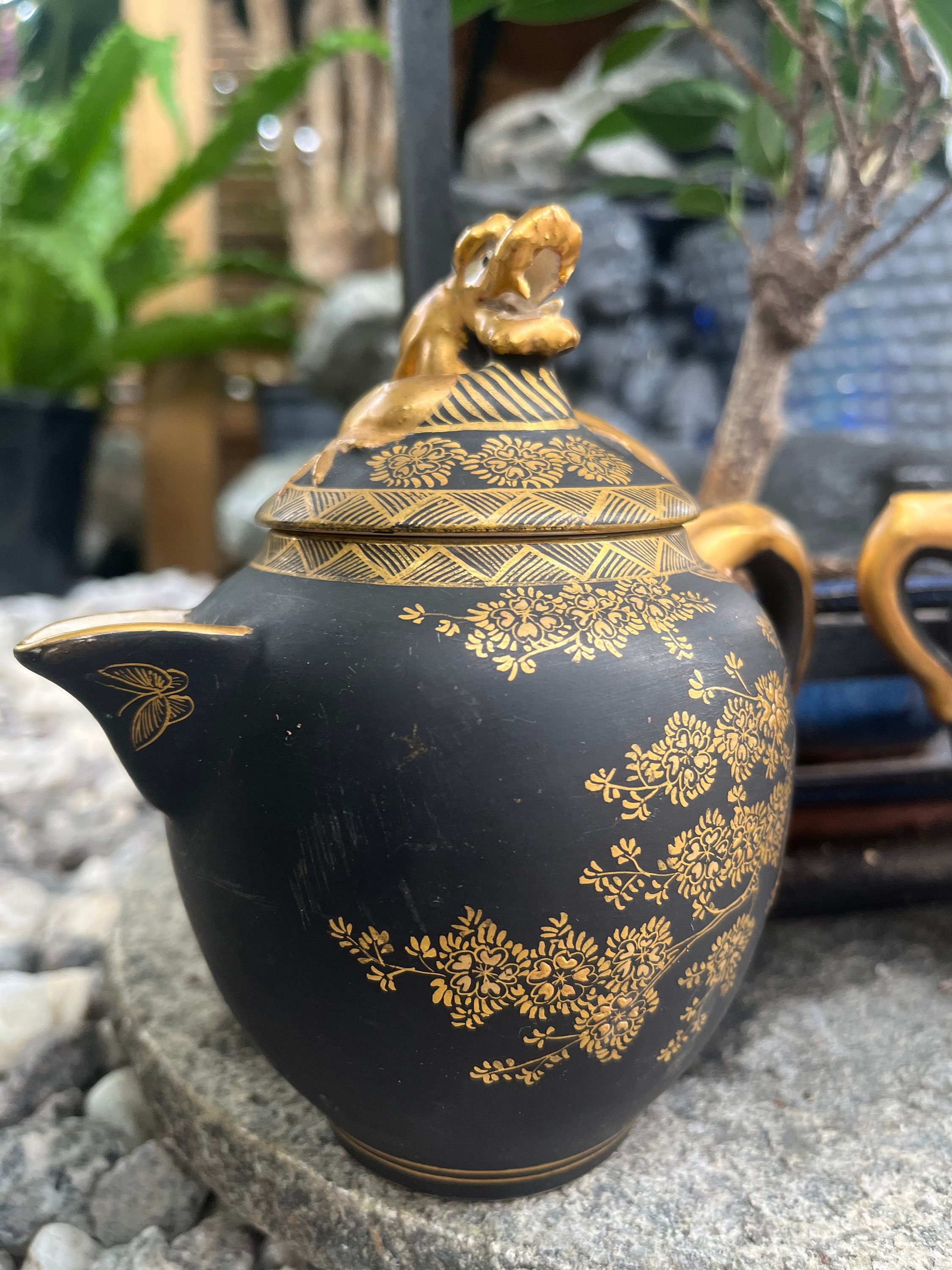 Beautiful Early 20th Century Matte Black Japanese Satsuma Tea Set - Etsy UK