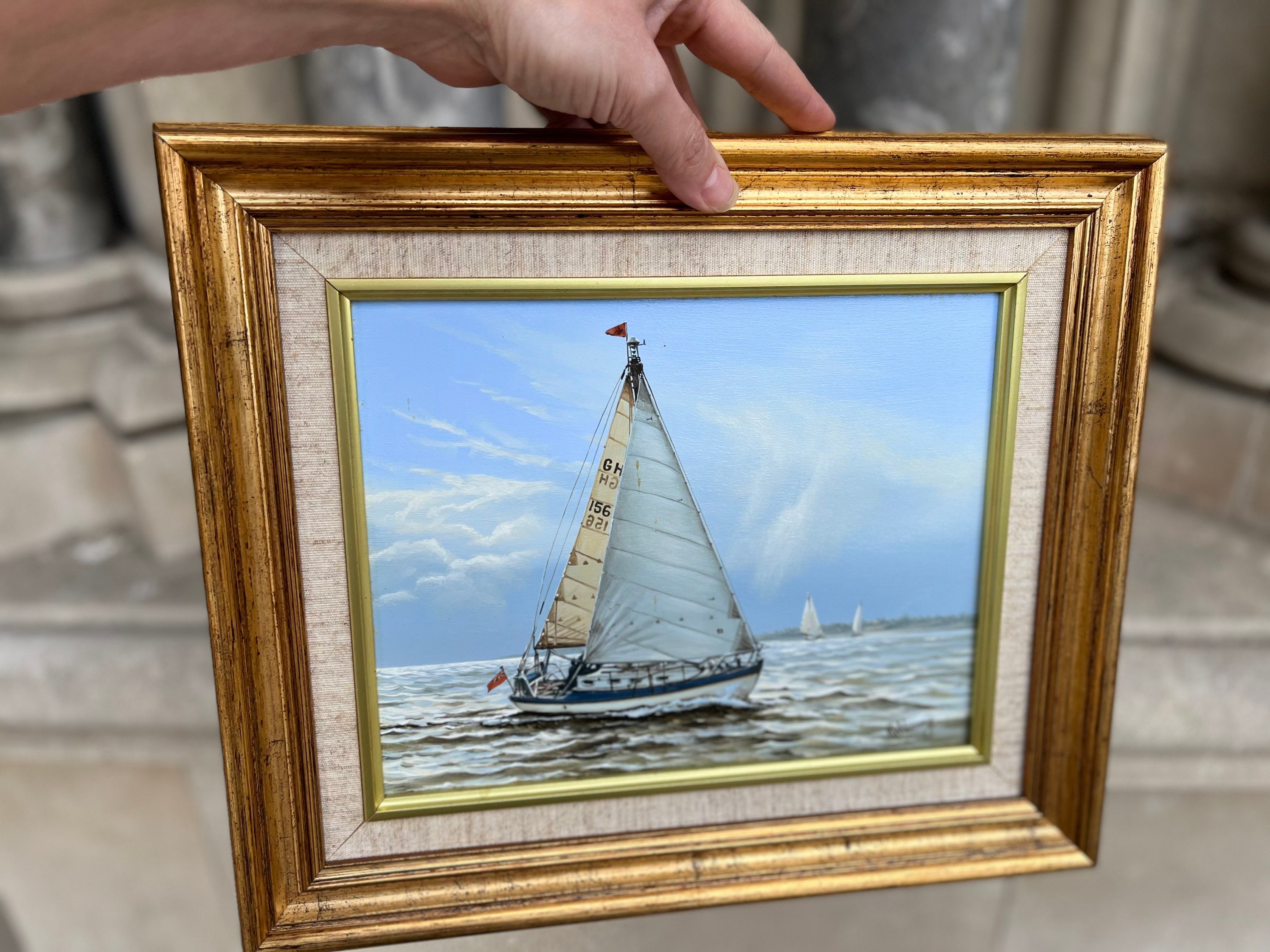 Vintage Original Oil Painting of a Lovely Sailboat on the Norfolk ...