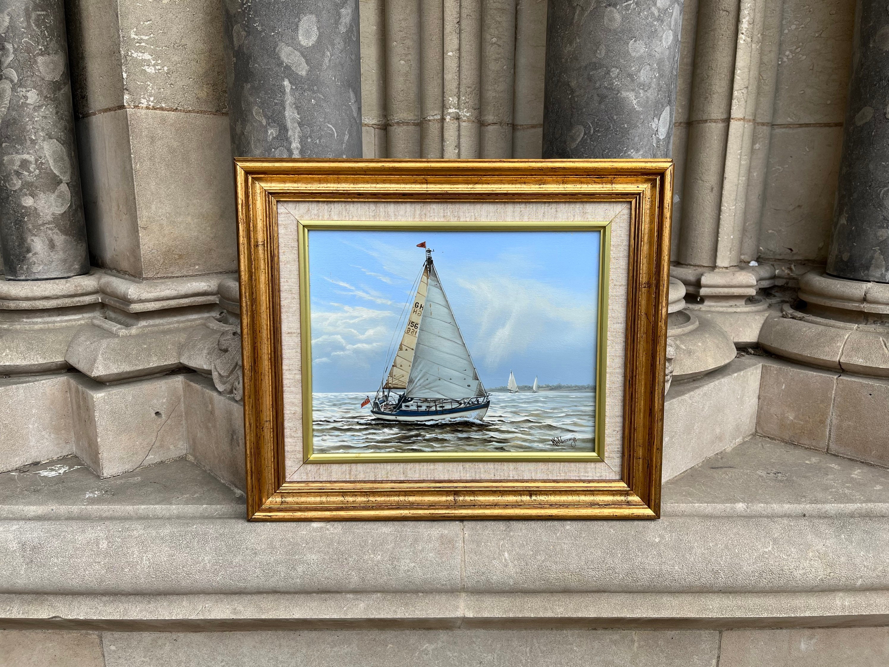 Vintage Original Oil Painting of a Lovely Sailboat on the Norfolk ...
