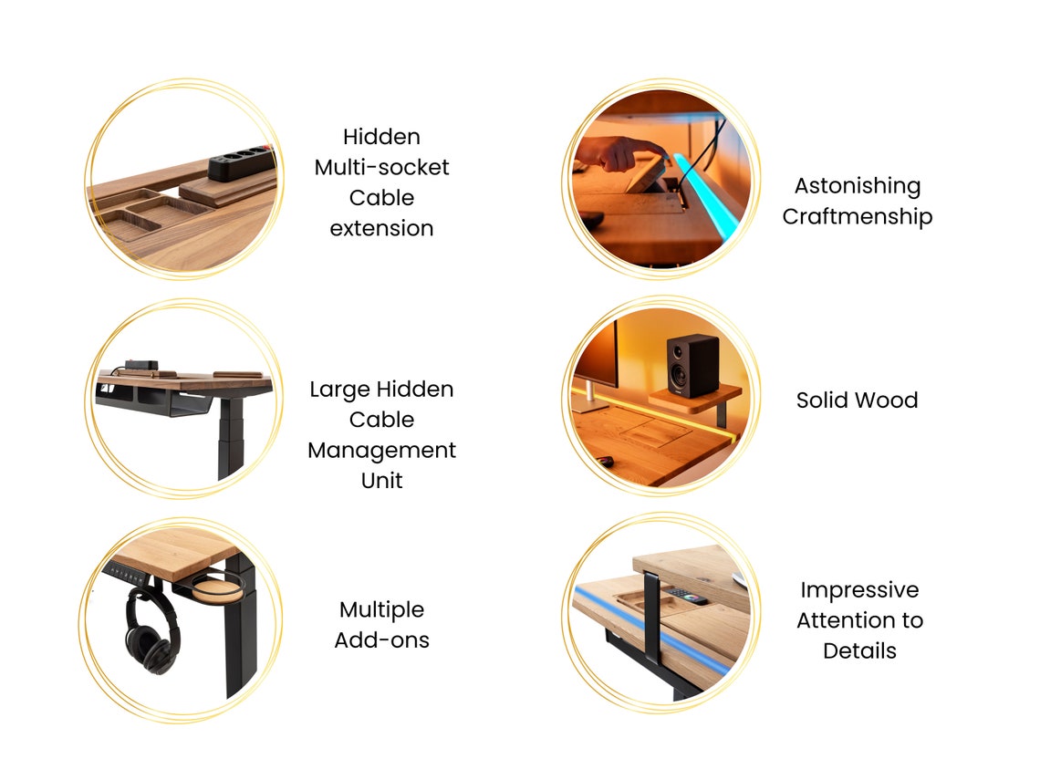 Height Adjustable Gaming Table With LED Mood Light, Modular Accessories ...