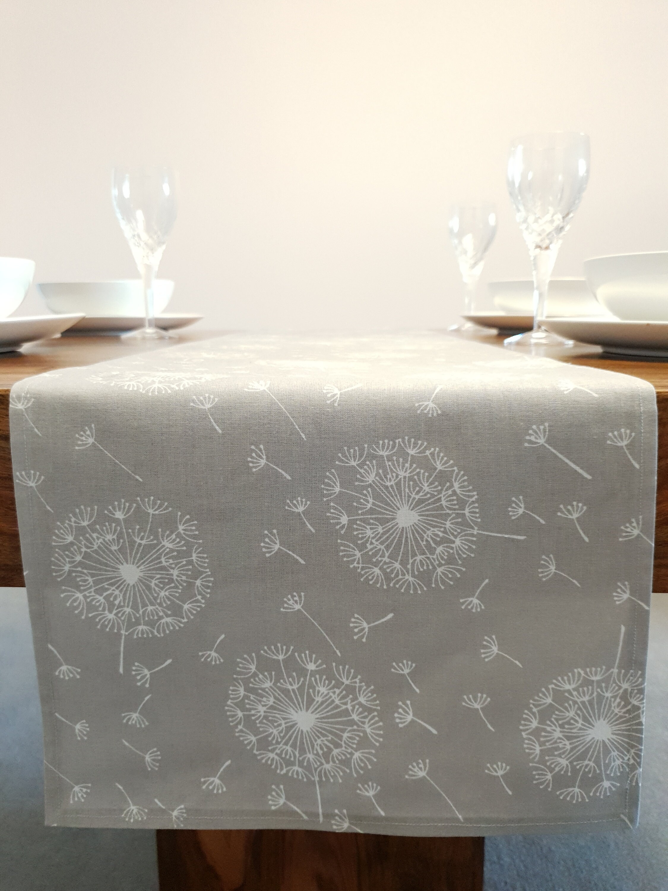 Grey & White Table Runner 100% Cotton Grey Table Runner With - Etsy UK