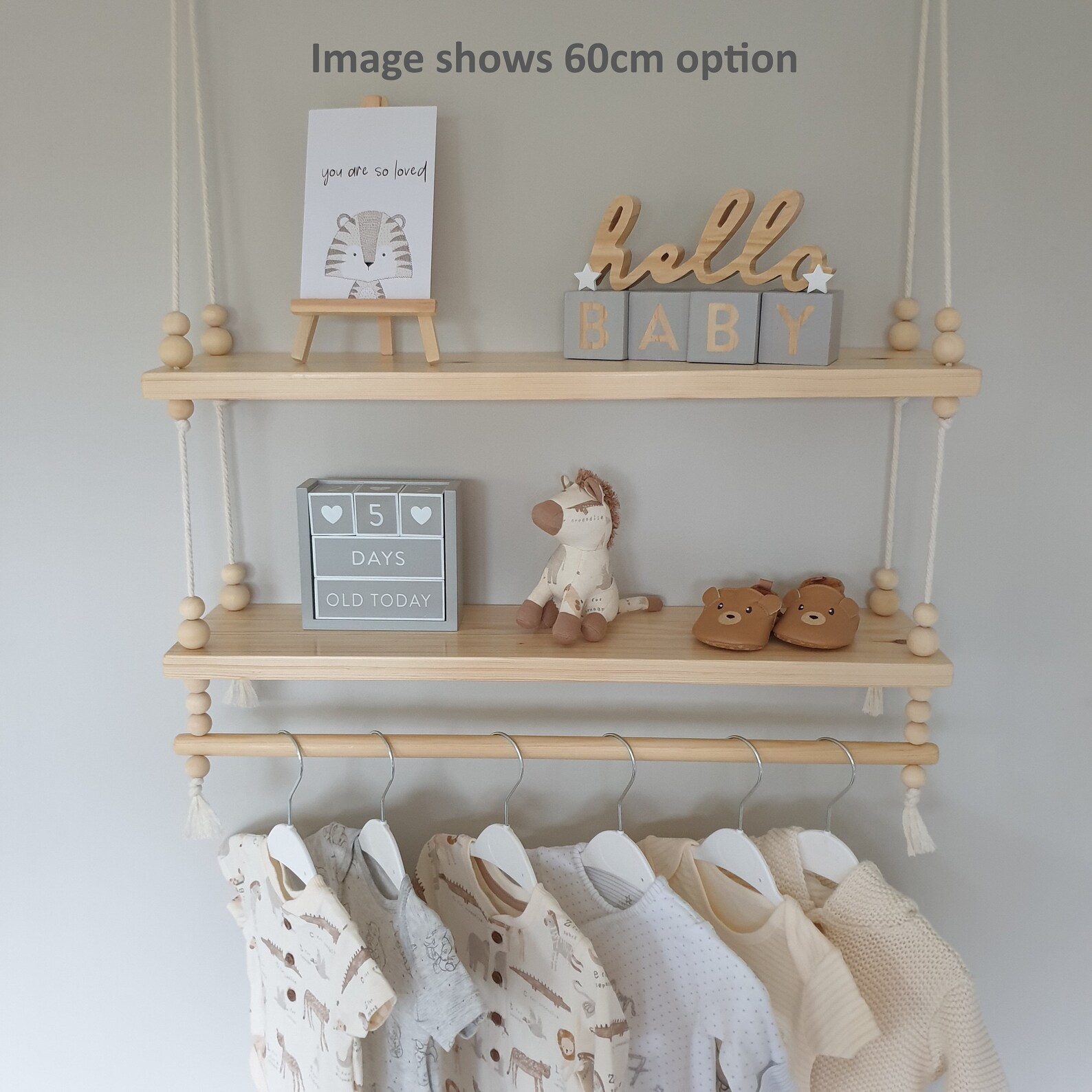 2 Tier Nursery Shelf With Clothes Rail Swing Shelf Shelves - Etsy UK
