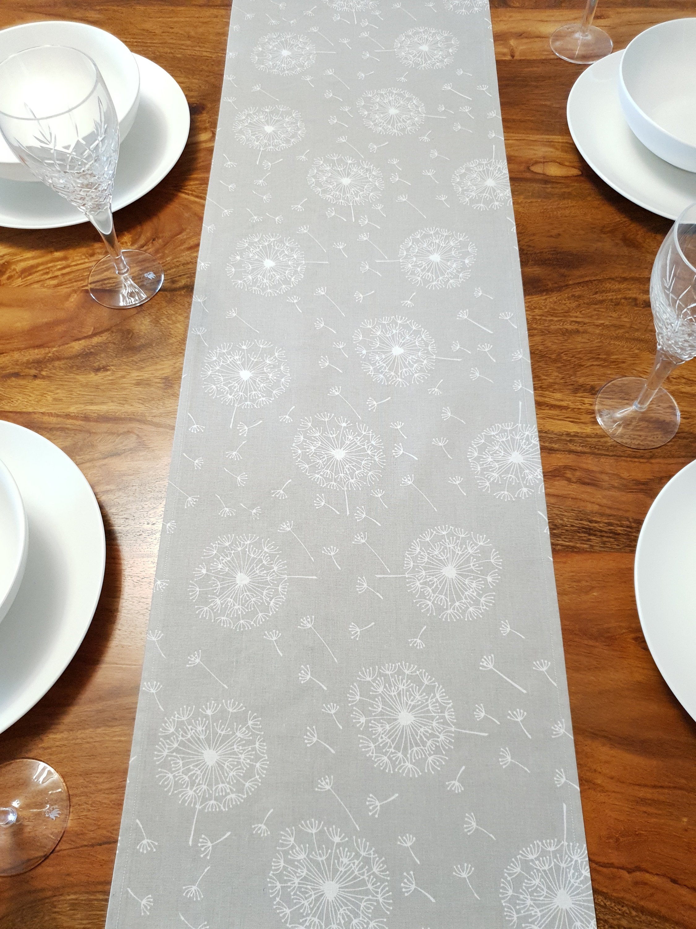 Grey & White Table Runner 100% Cotton Grey Table Runner With - Etsy UK