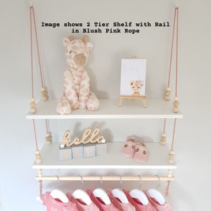 2 Tier Nursery Shelf With Clothes Rail, White Shelf With Rail, Double ...