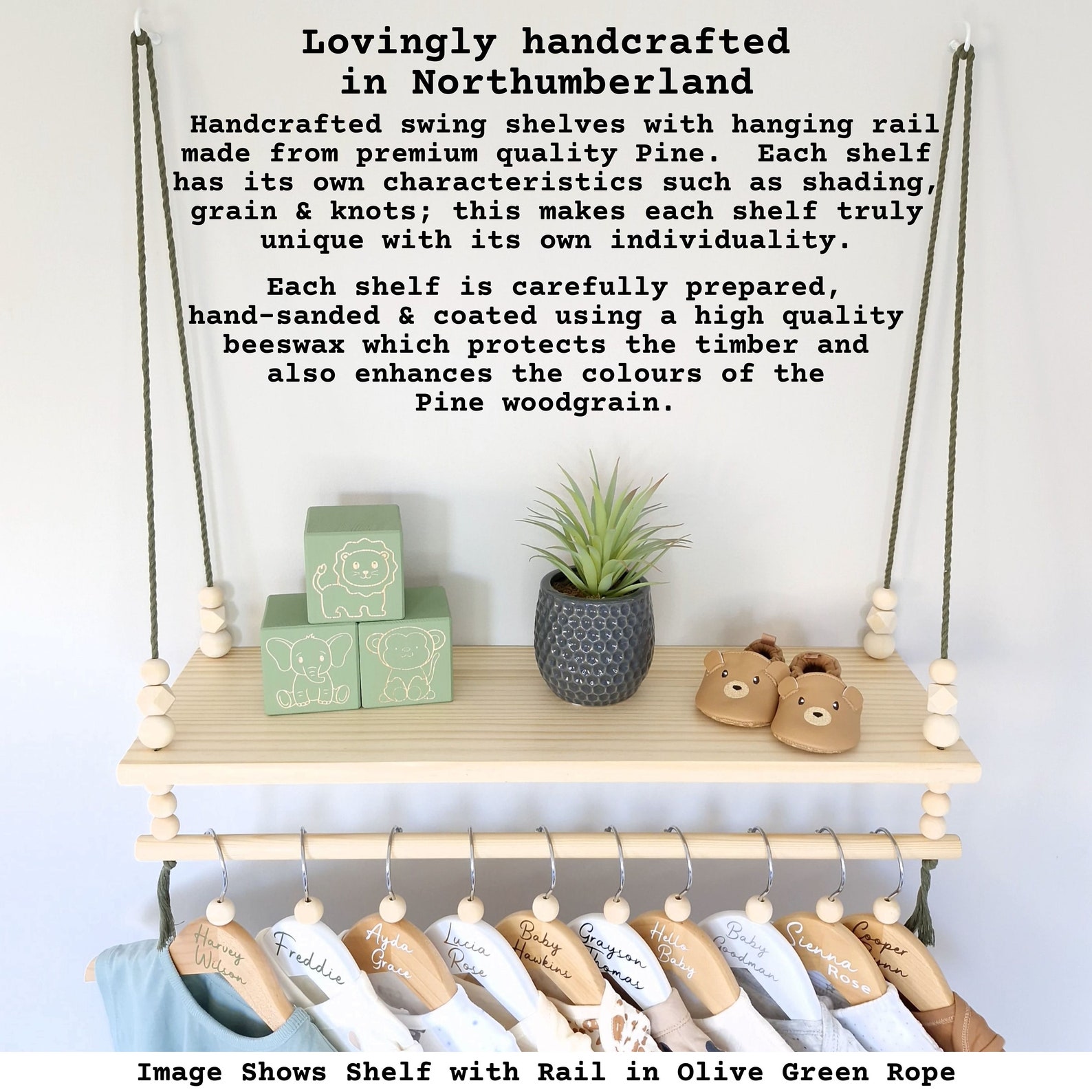 Nursery Shelves With Clothes Rail, Swing Shelf With Rail, Pine Shelves ...