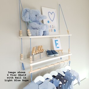 2 Tier Nursery Shelf With Clothes Rail, White Shelf With Rail, Double ...