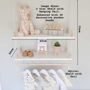 2 Tier Nursery Shelf With Clothes Rail, White Shelf With Rail, Double ...