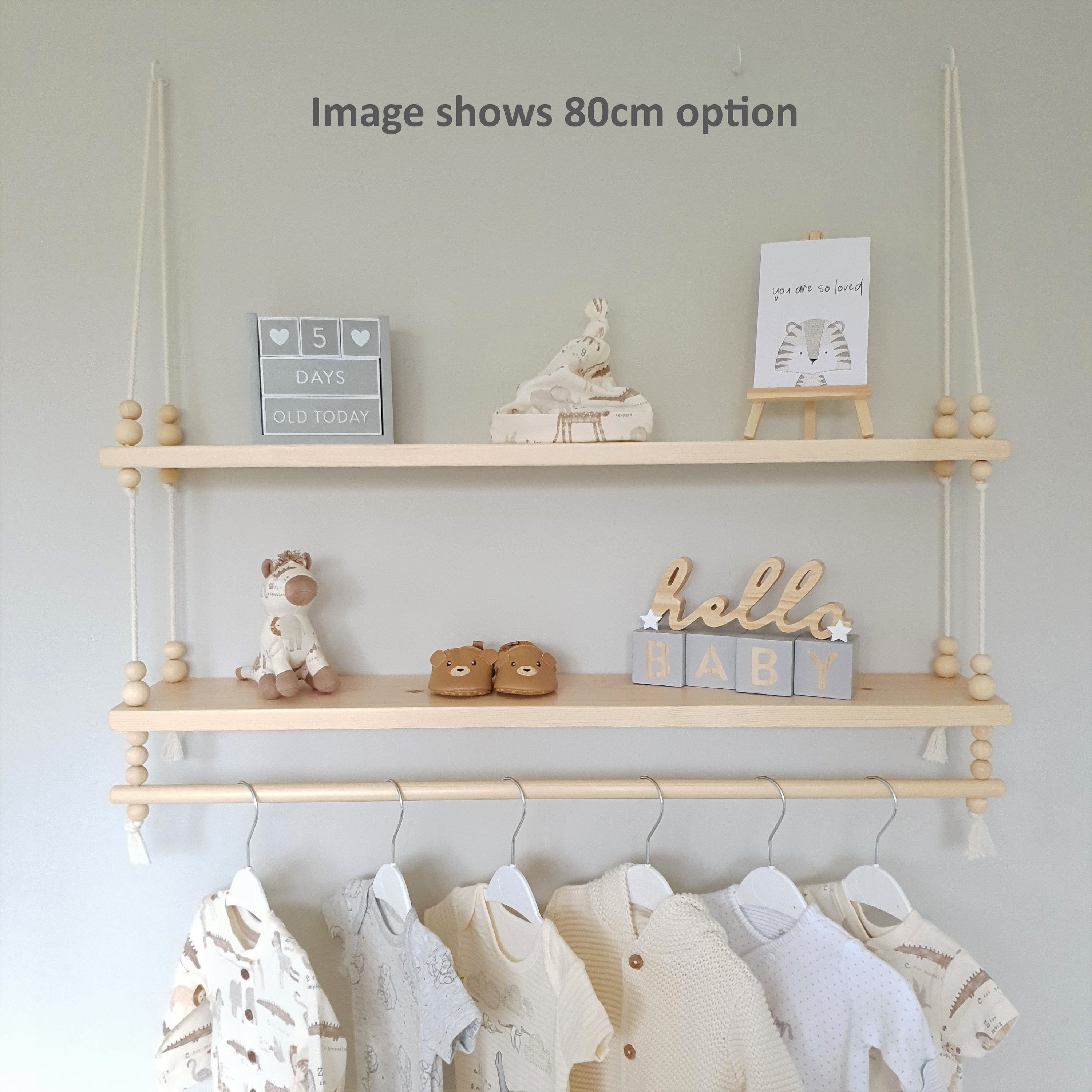 2 Tier Nursery Shelf With Clothes Rail Swing Shelf Shelves - Etsy UK