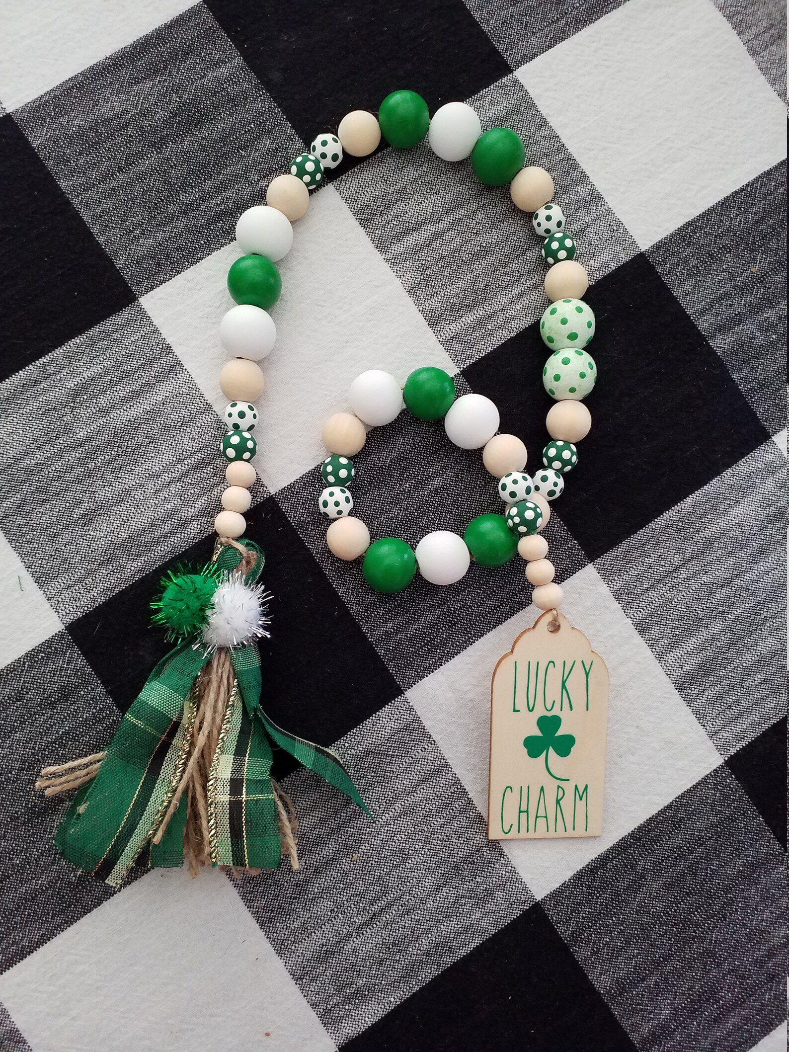 Handmade St Patrick's Day Themed Wood Bead Garland St - Etsy