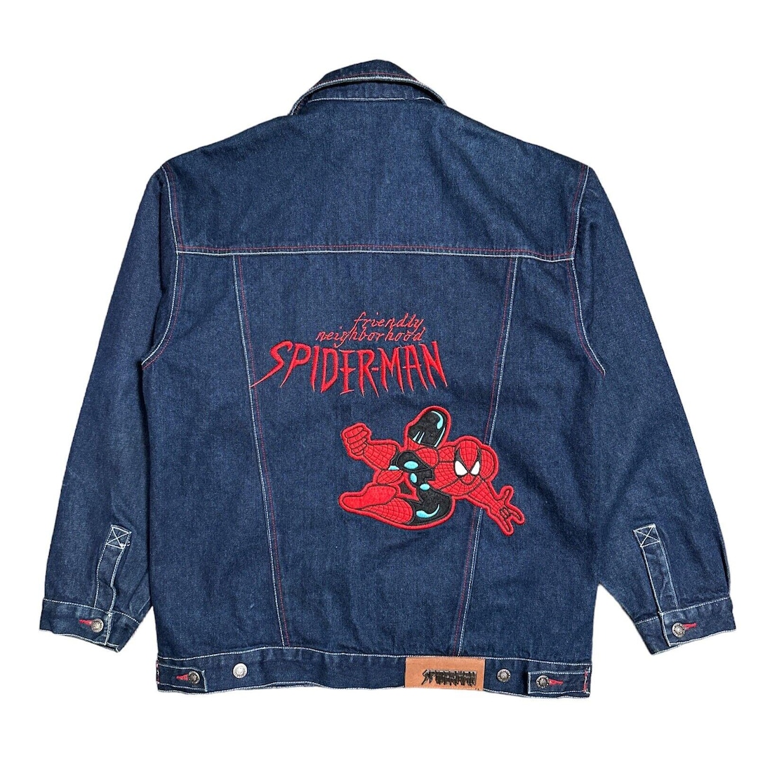 Vintage Y2K Spider-man Animated TV Fox 2002 Marvel Denim Jacket Mens 32 ...