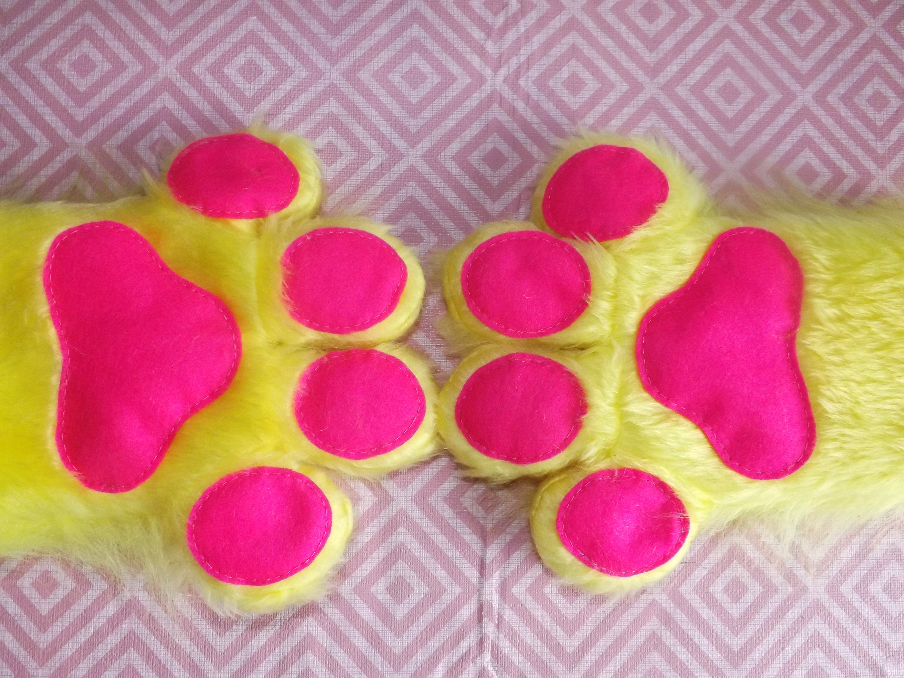 Fursuit Hand Paws Yellow Fur and Hot Pink Paw Pads Made to - Etsy UK