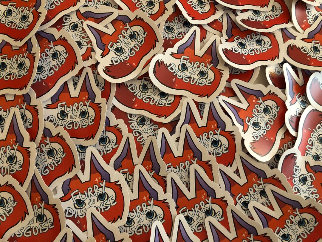 Furry in Disguise Sew Furry Happy Sticker, Furry Stickers, Stickers for ...