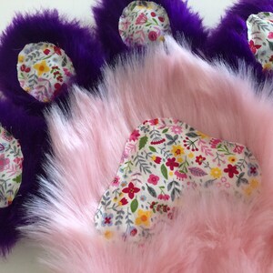 Fursuit Hand Paws: Pink, White, and Purple Floral Paw Pads - Etsy