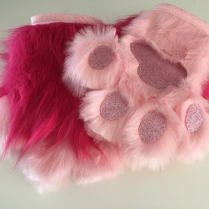 Barbie Inspired Glitter Two-toned Pink Fursuit Paws Glitter - Etsy