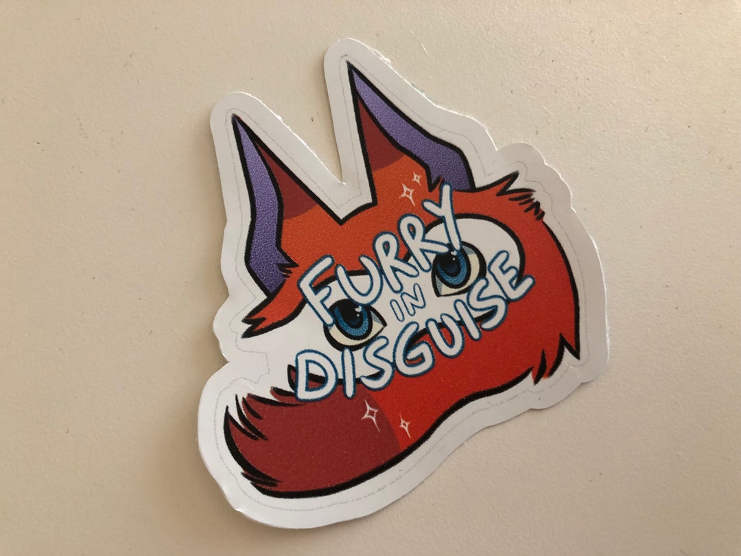 Furry in Disguise Sew Furry Happy Sticker, Furry Stickers, Stickers for ...