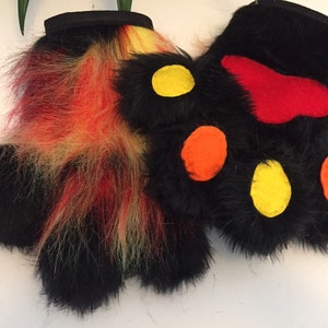 Fire Fursuit Paws Fire, Black, Red, Orange and Yellow, Animal Costume ...