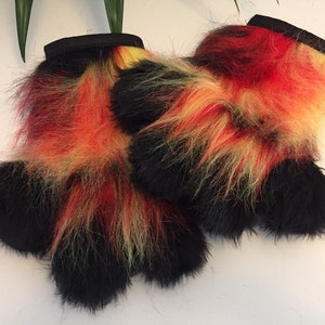 Fire Fursuit Paws Fire, Black, Red, Orange and Yellow, Animal Costume ...