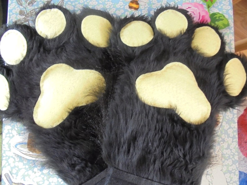 Fursuit Hand Paws PASTEL YELLOW Paw Pads and Black Fur - Etsy