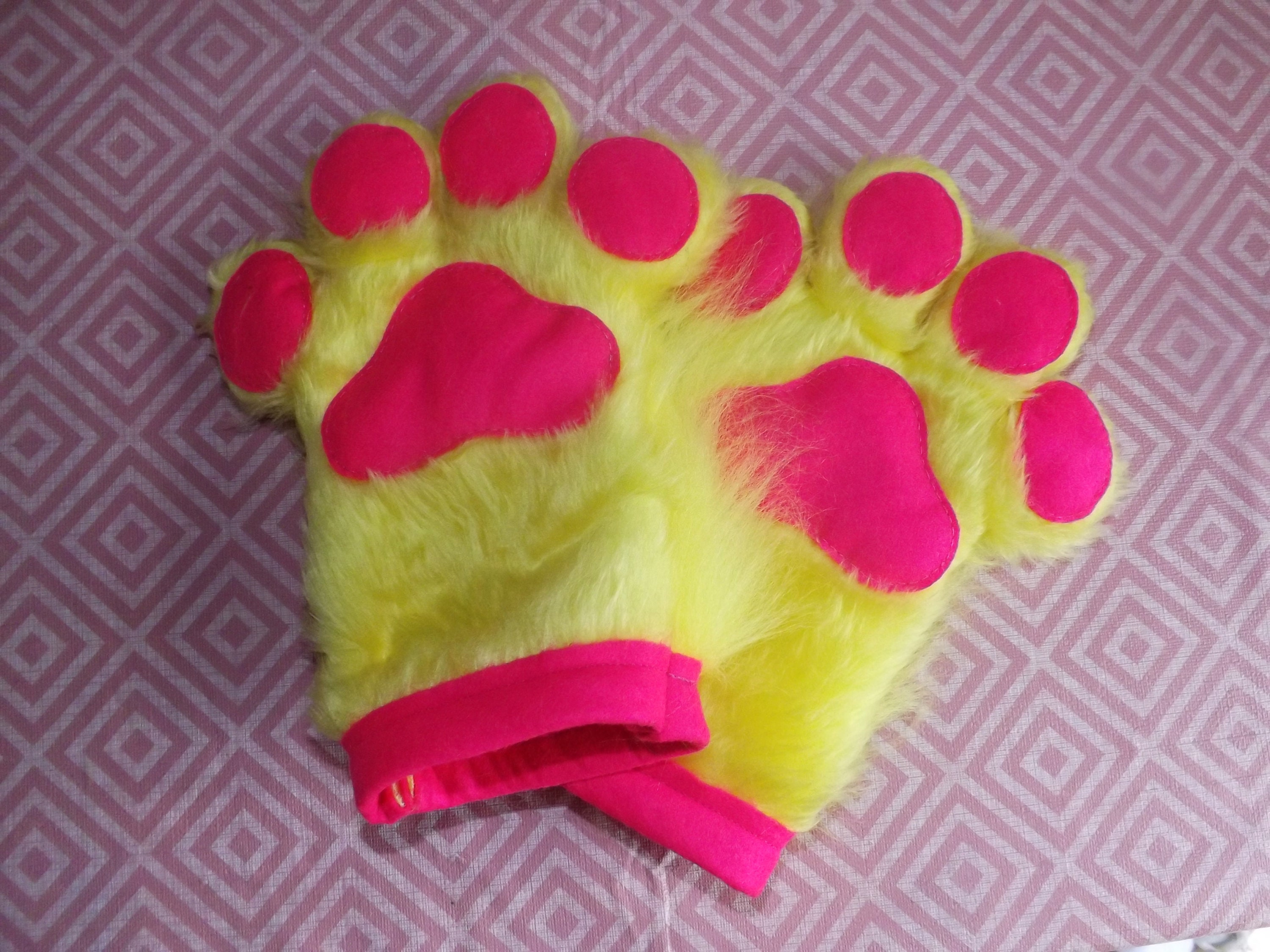 Fursuit Hand Paws Yellow Fur and Hot Pink Paw Pads Made to - Etsy UK