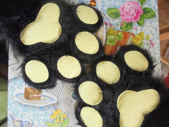 Fursuit Hand Paws PASTEL YELLOW Paw Pads and Black Fur | Etsy
