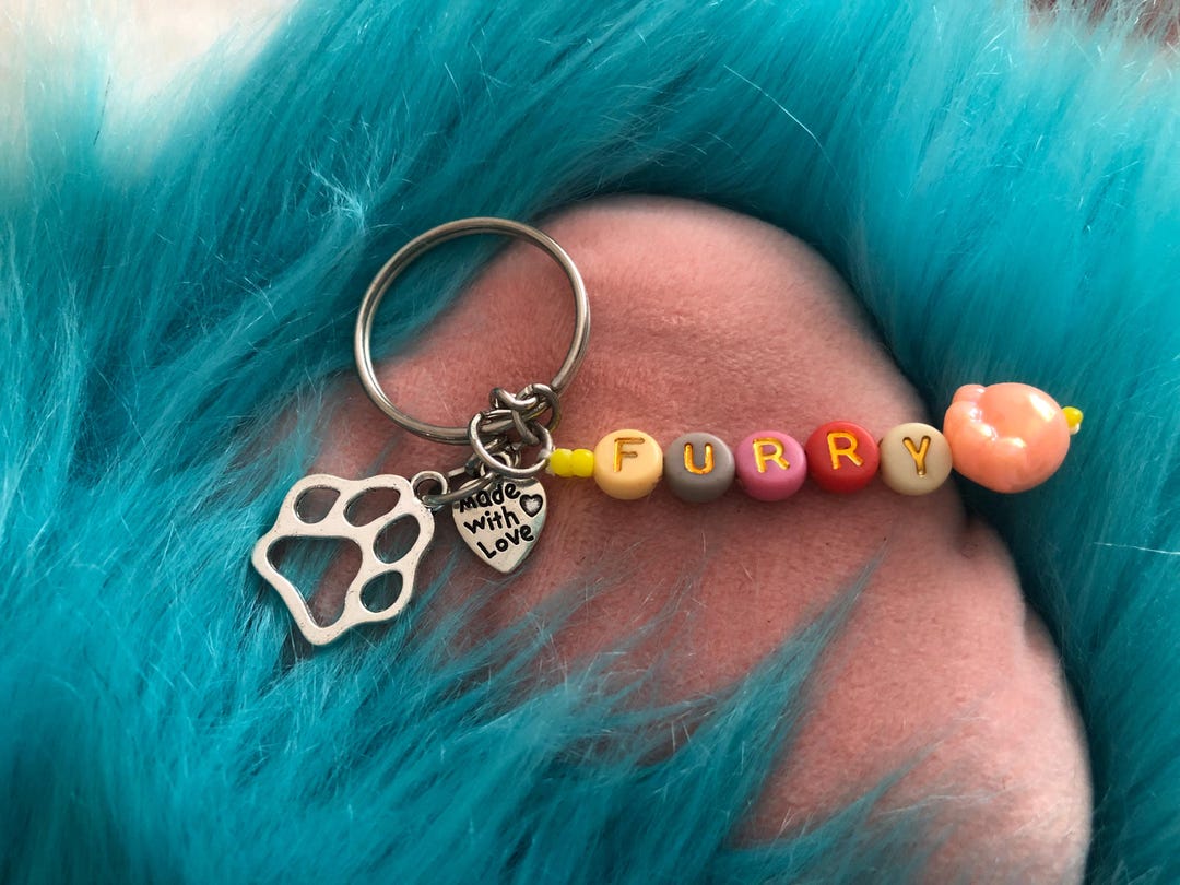 Furry Paw Print Keyring: Beaded Keychain Gift - Etsy