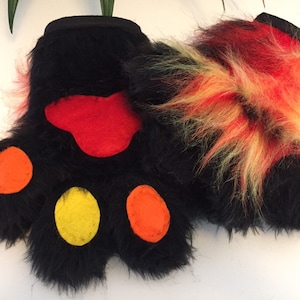 Fire Fursuit Paws Fire, Black, Red, Orange and Yellow, Animal Costume ...