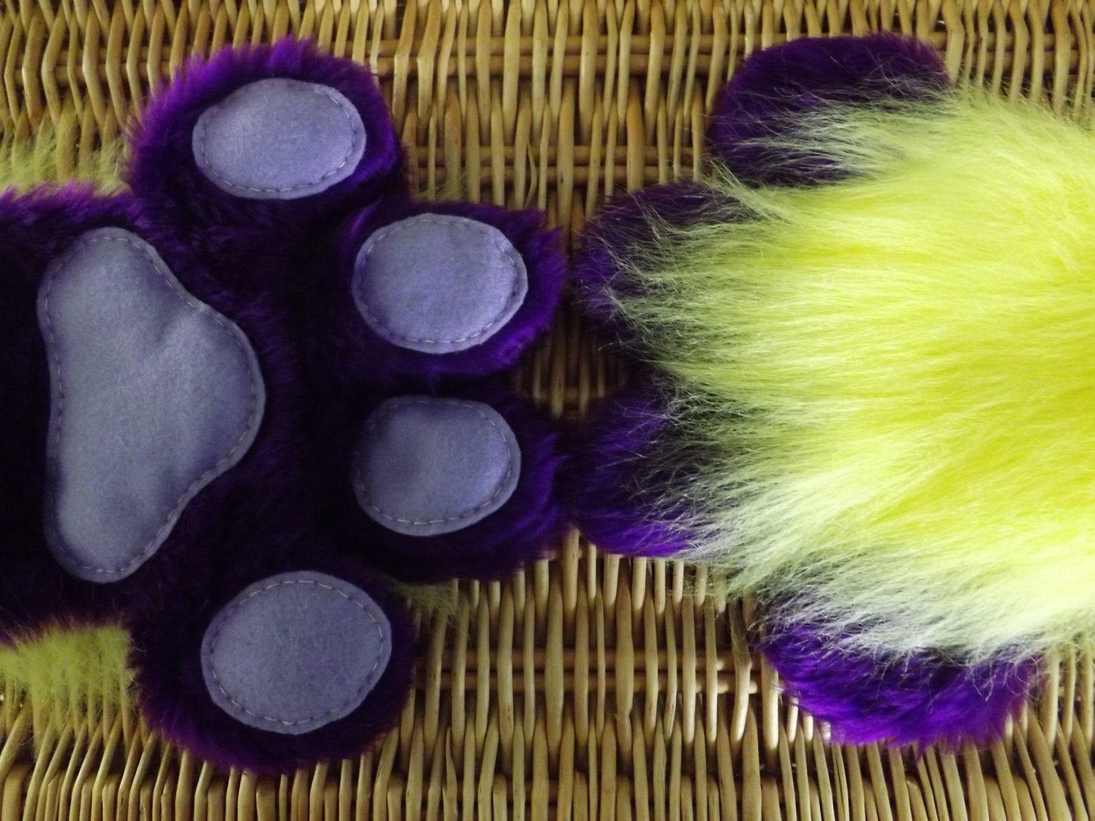 Fursuit Hand Paws Purple and Yellow Fur With Lilac Paw Pads | Etsy UK
