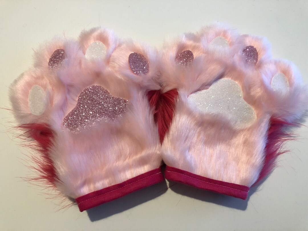 Barbie Inspired Glitter Two-toned Pink Fursuit Paws, Glitter Paw Pads ...