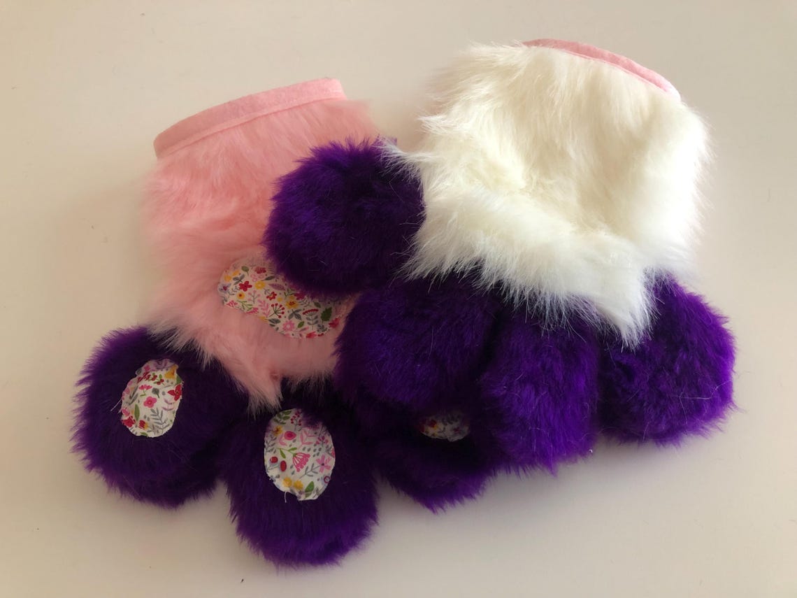 Fursuit Hand Paws: Pink, White, and Purple Floral Paw Pads - Etsy