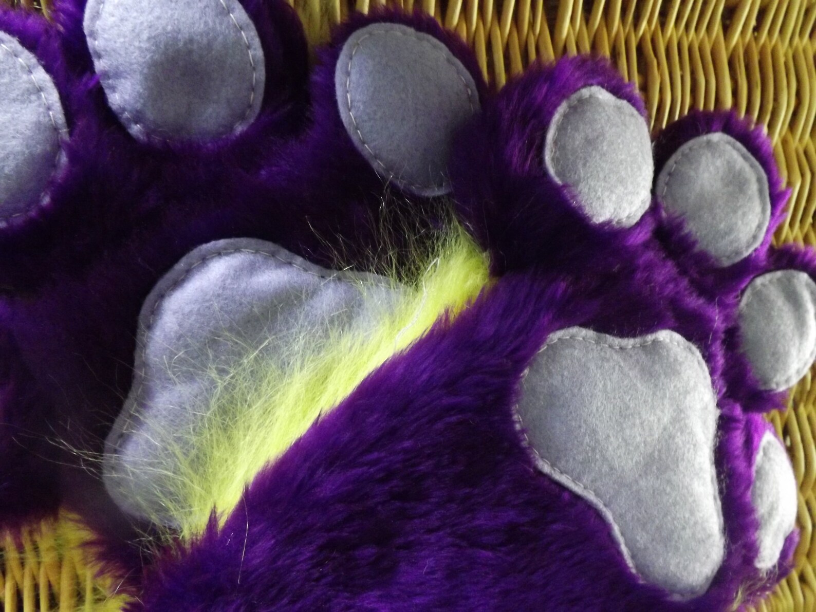 Fursuit Hand Paws Purple and Yellow Fur With Lilac Paw Pads | Etsy UK