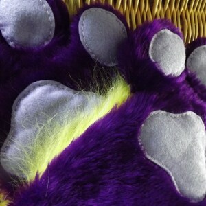 Fursuit Hand Paws Purple and Yellow Fur With Lilac Paw Pads, Animal ...