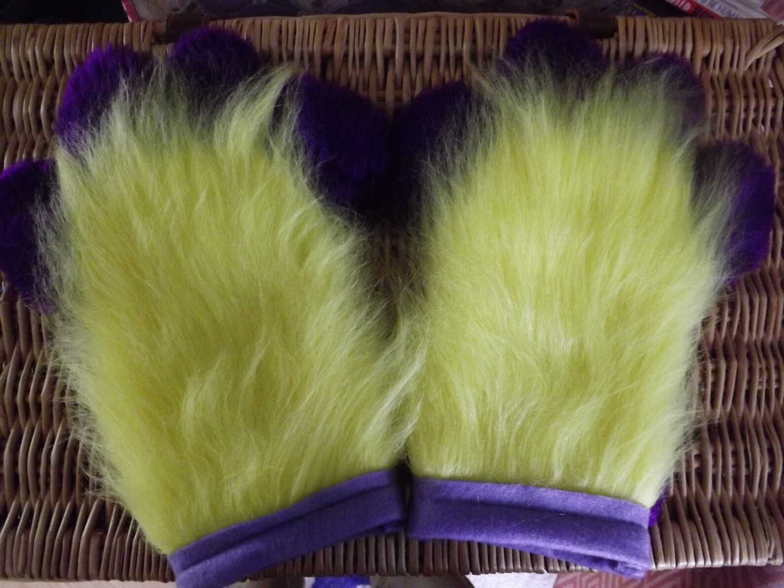 Fursuit Hand Paws Purple and Yellow Fur With Lilac Paw Pads | Etsy UK