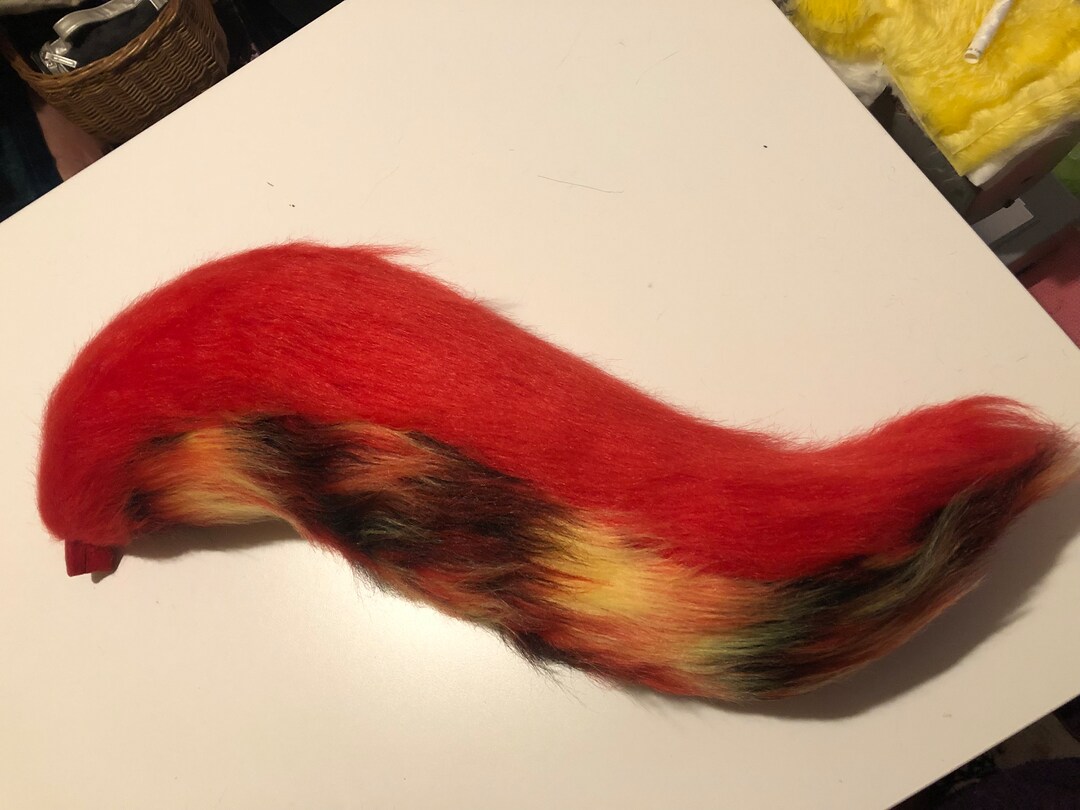 Red and Fire Flame Fursuit Canine Tail, Animal Costume, Dog Tail, Furry ...