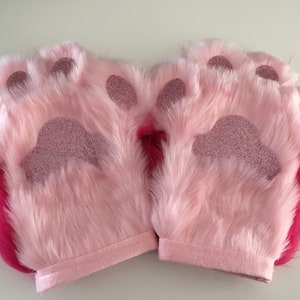 Barbie Inspired Glitter Two-toned Pink Fursuit Paws Glitter - Etsy