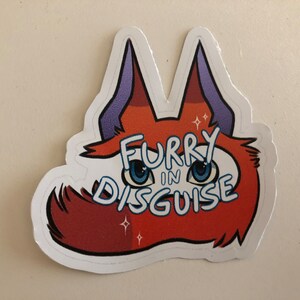 Furry in Disguise Sew Furry Happy Sticker, Furry Stickers, Stickers for ...