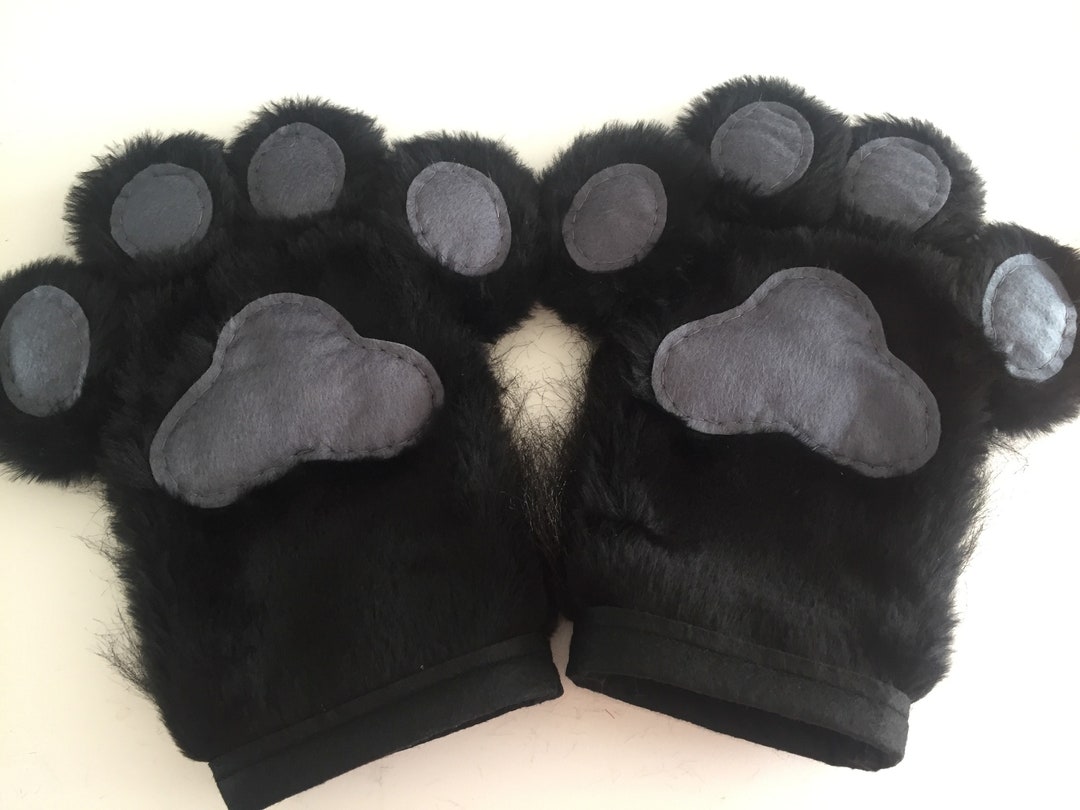 Fursuit Hand Paws Black Fur and Dark Grey Paw Pads Animal - Etsy