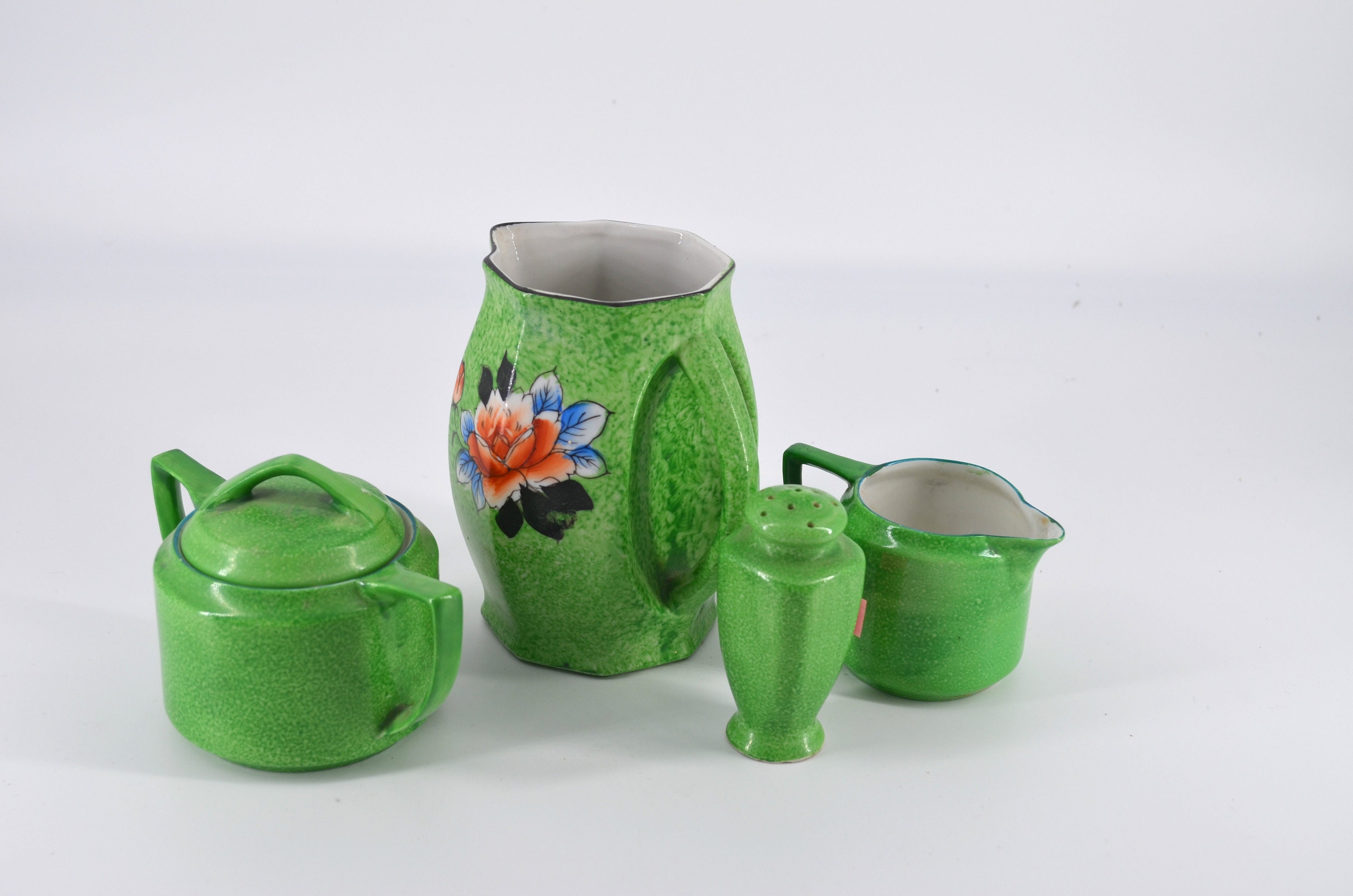 Vintage Green Tea Set - Etsy