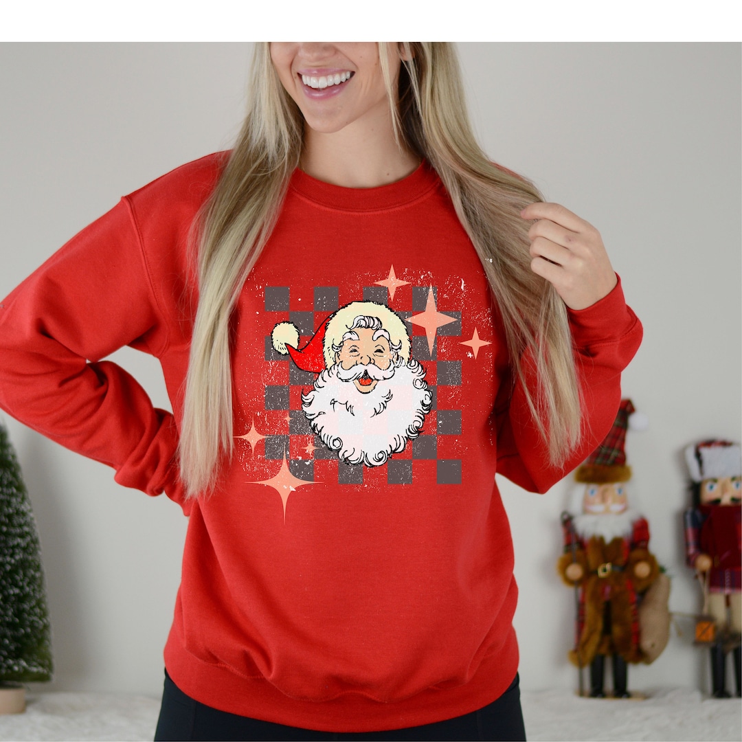 Retro Santa Sweatshirt Vintage Santa Shirt Merry Christmas Sweater ...